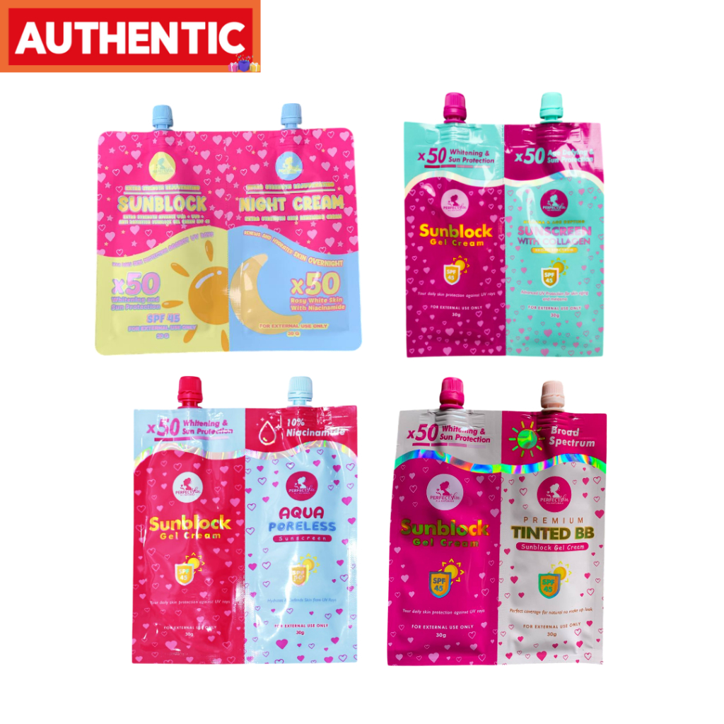 PERFECT SKIN TWINPACK SUNSCREEN GEL CREAM SUNBLOCK WITH COLLAGEN TINTED ...