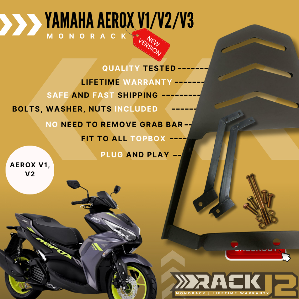 New RackJ2 Monorack Bracket for Yamaha Aerox V1/V2/V3 Heavy Duty ...