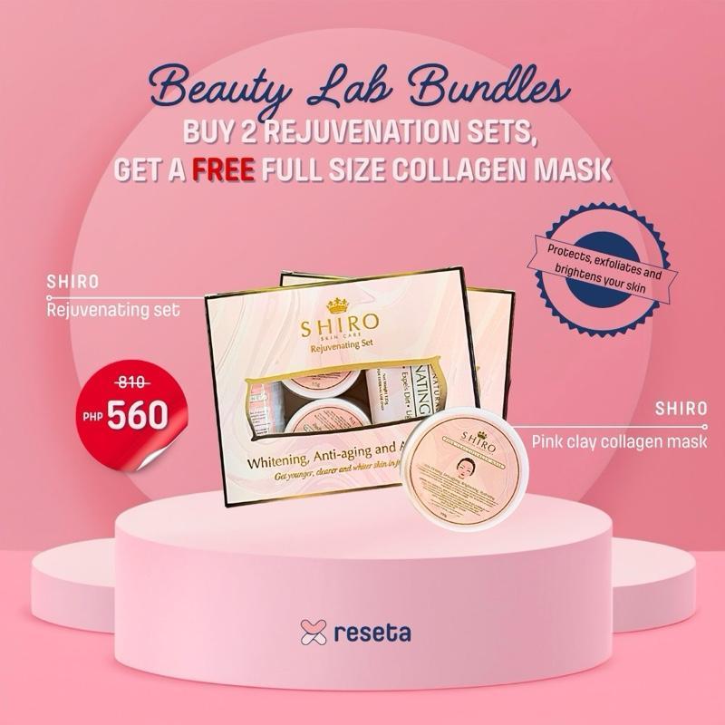 2PCS SHIRO Rejuvenating Set + Pink Clay Collagen Mask Acne Exfoliator ...