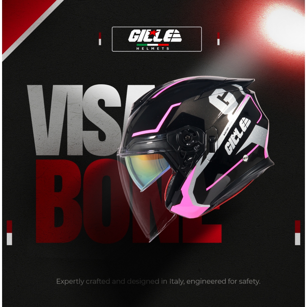 GILLE FF005 Visage BONE Half Face Helmet Gold Iridium Inner Visor ...
