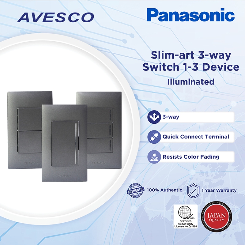 Panasonic Slim Art Series ILLUMINATED 1-3 Device 3 Way Switch METALIC ...
