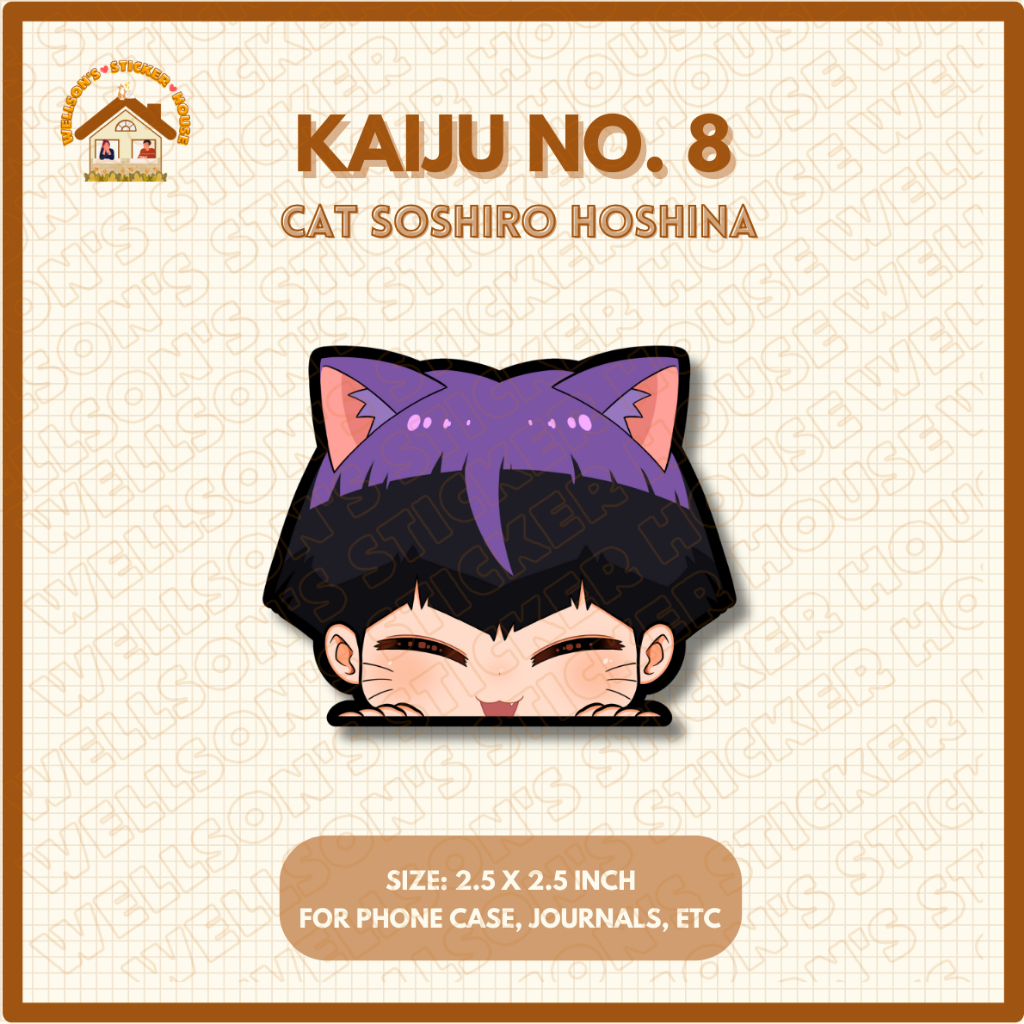 Anime Kaiju No. 8 Cat Soshiro Hoshina Vinyl Waterproof Glossy Peeker ...