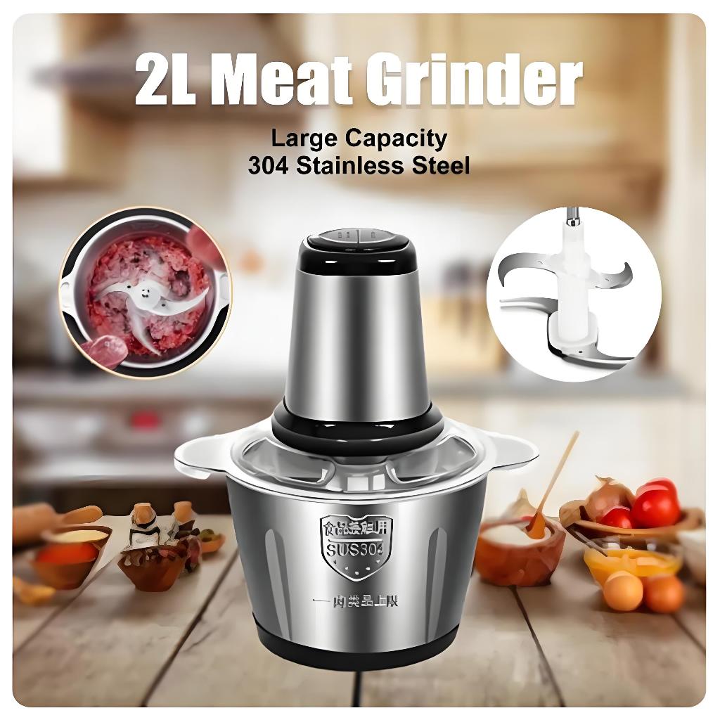 2L Stainless Steel Electric Meat Grinder-Mince Meat,Chop Onion/Garlic ...