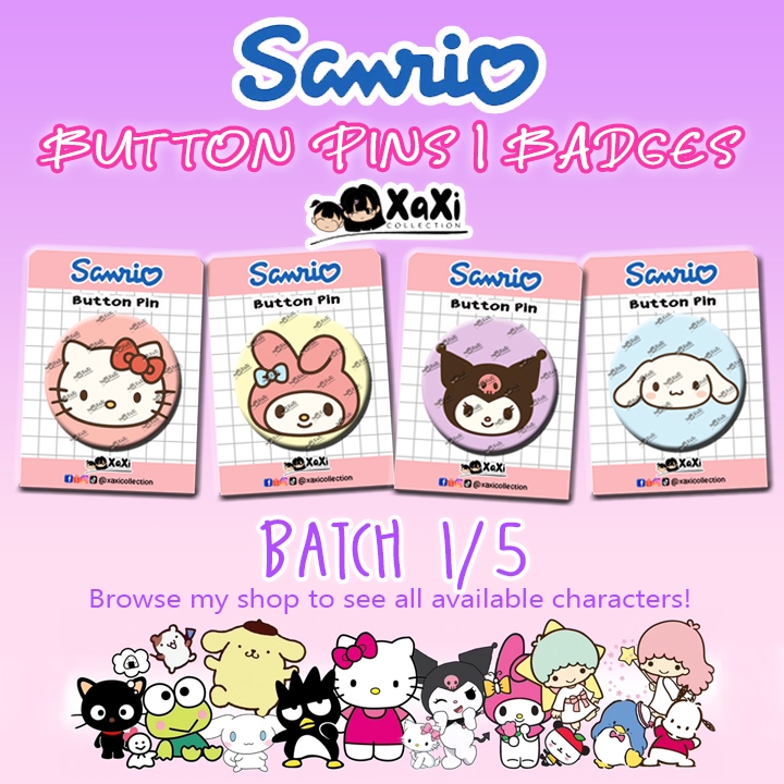 Batch1 Sanrio Characters Face Button Pins Badges | Hello Kitty, My ...