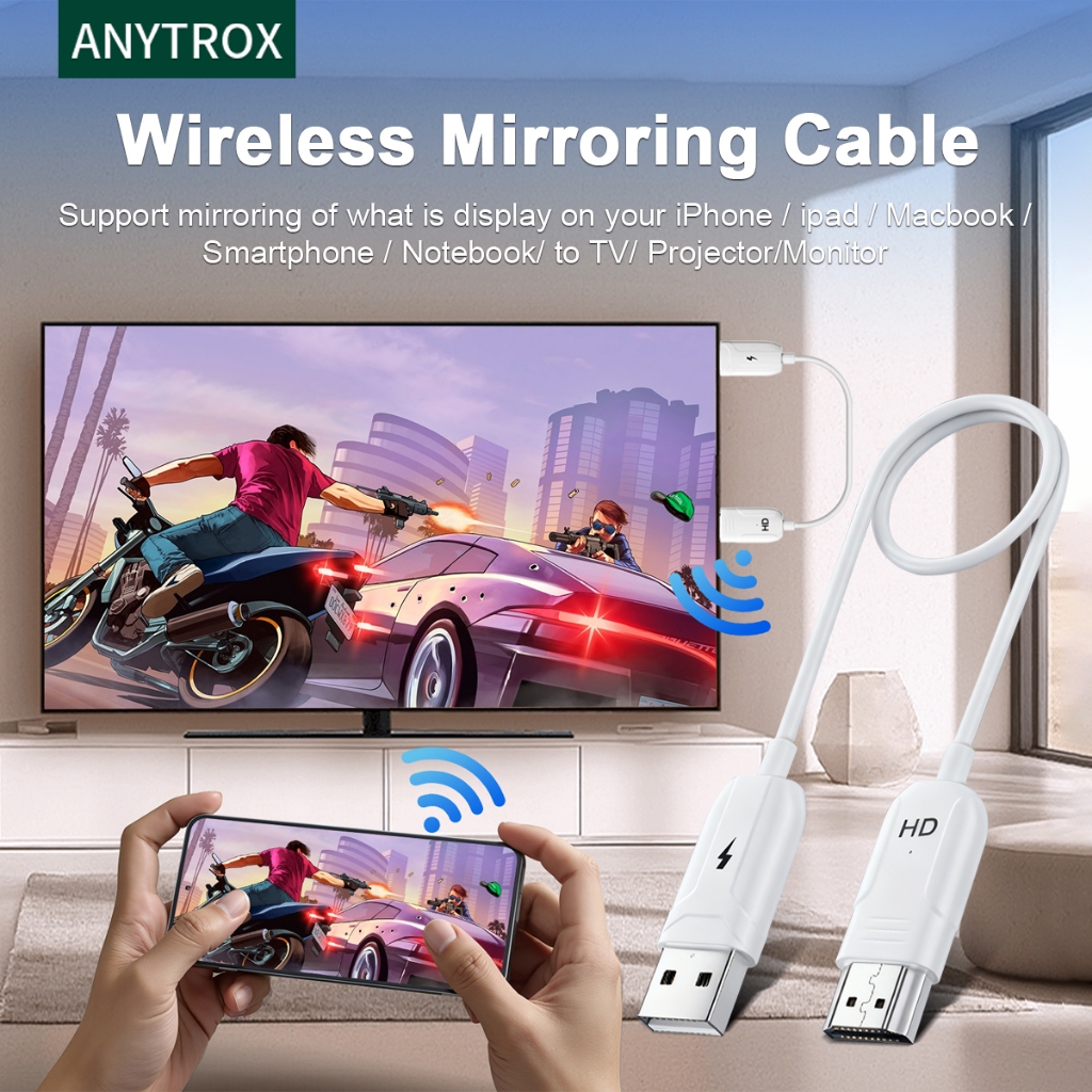 Wireless HDMI Mirroring Cable stream video/audio to your TV/monitor ...