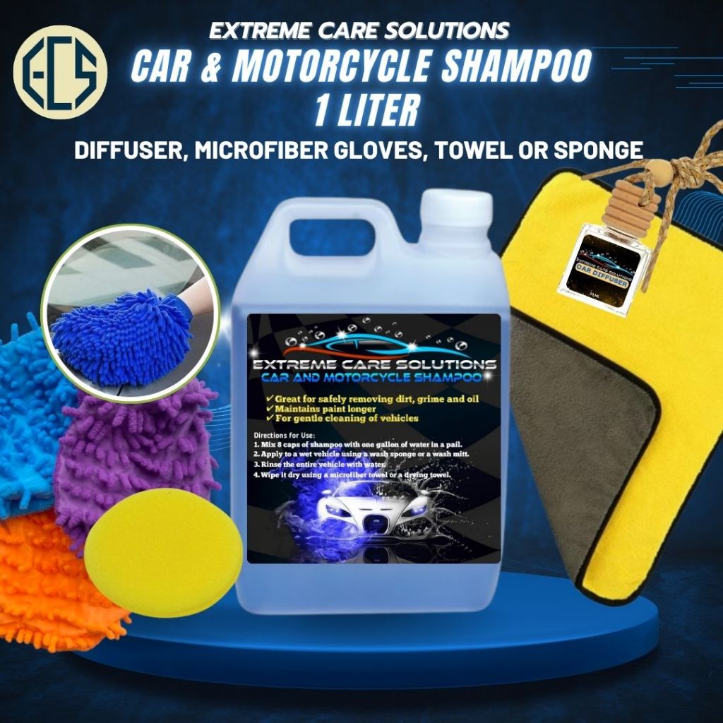 Premium Car & Motorcycle Shampoo 1L with Microfiber Glove / Soft Towel ...