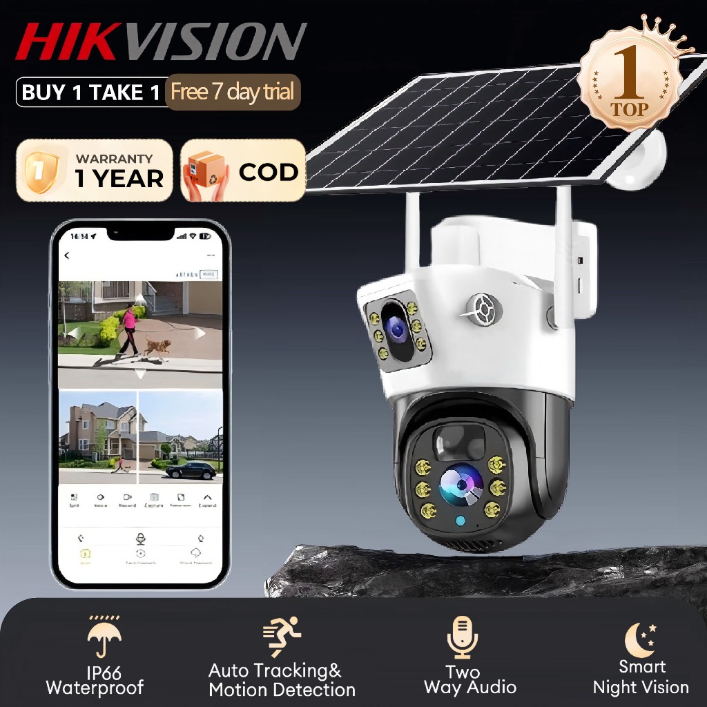 BUY1 TAKE1 Hikvision AI Solar CCTV Camera WIFI Waterproof 4K HD Dual ...