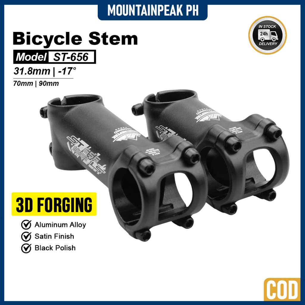 MOUNTAINPEAK Bike Stem 70/90mm 31.8m -17° Negative Handlebar Light ...