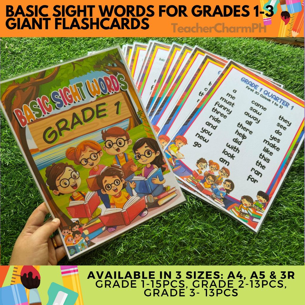 BASIC SIGHT WORDS GIANT FLASHCARDS for Grades 1-3 | Shopee Philippines
