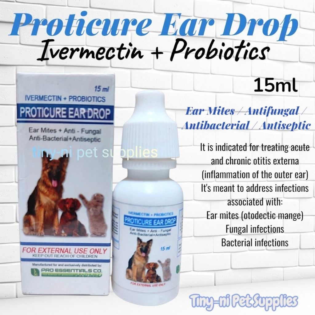 Proticure Ear Drop for Pet Dog and Cat|15ml Ear Mites + Anti-Fungal ...