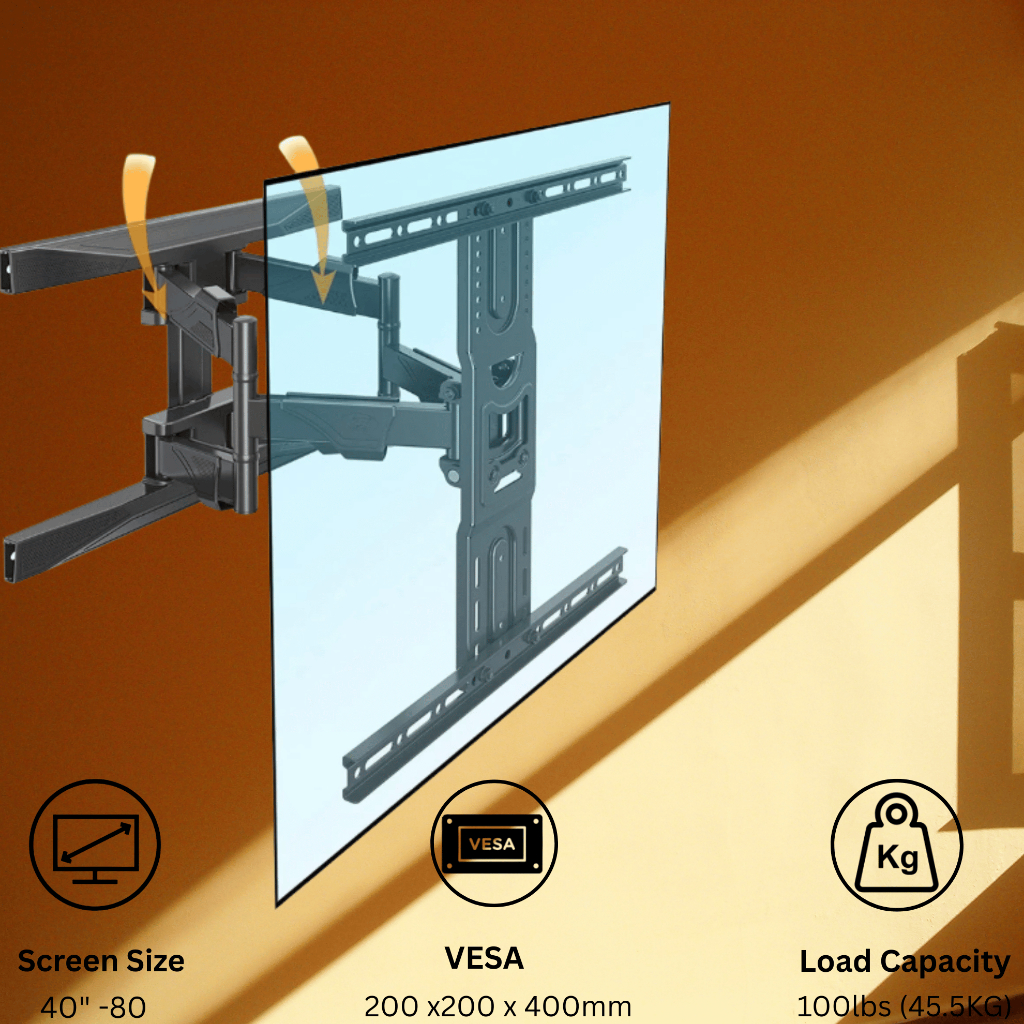 P6 Heavy Duty Articulating TV Mount 40–80 Inch VESA 200–600mm Tilt ...