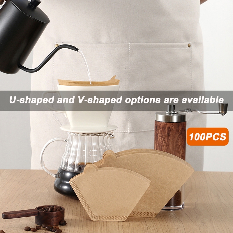 100 PCS Disposable Coffee Paper Filter Hand-Poured U - Shaped Coffee ...
