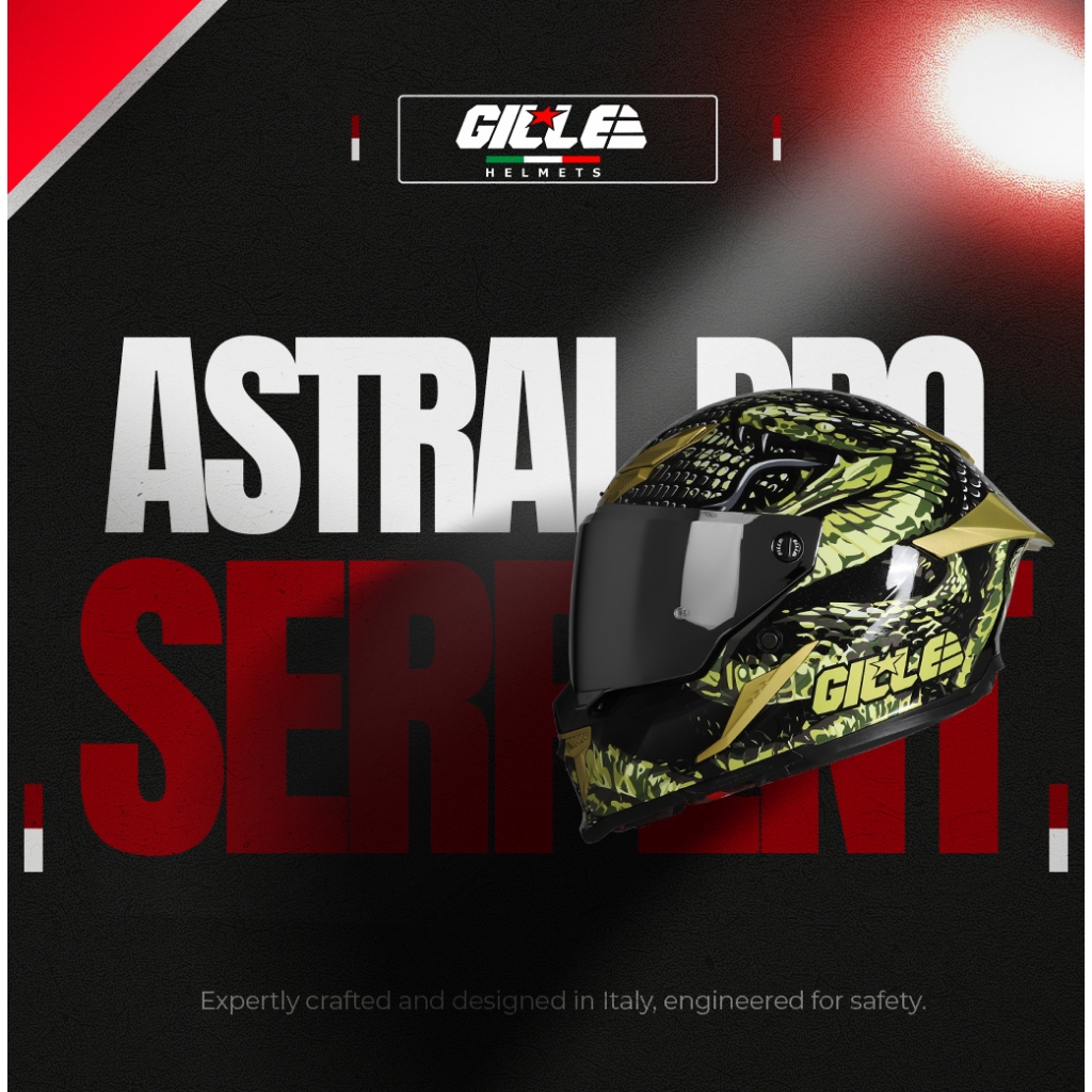 GILLE ASTRAL PRO Serpent Design Full Face Dual Visor Motorcycle Helmet ...