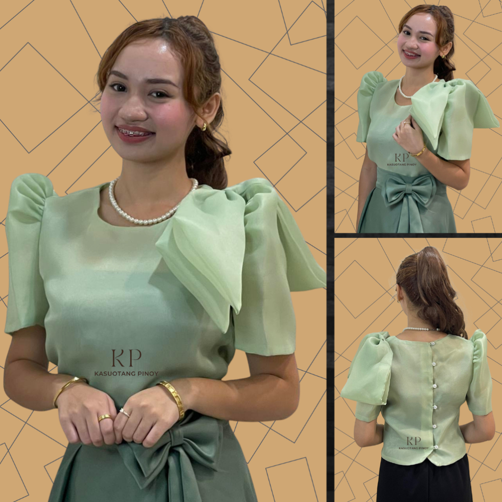 Kasuotang Pinoy-Modern Filipiniana Juci with Shoulder Ribbon | Shopee ...