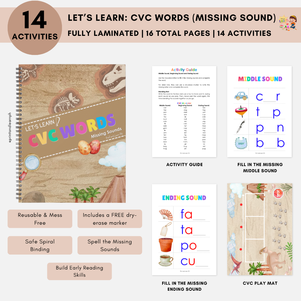 Activity Book: Let’s Learn - CVC Words (Missing Sound) | Shopee Philippines