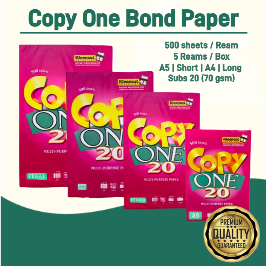 Copy One Bond Paper 70gsm Ultra White Copy Paper for School/Office Use ...