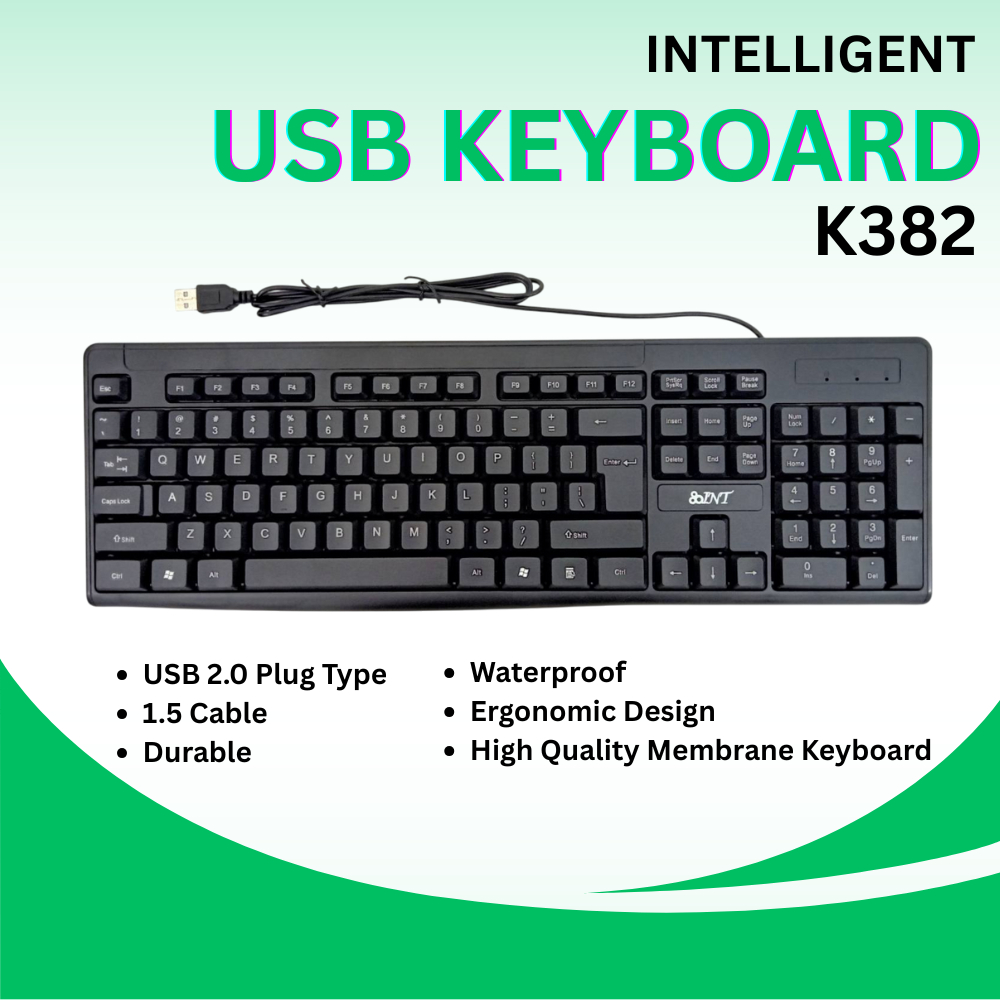 BN INTELLIGENT USB KEYBOARD K382- PLUG AND PLAY | Shopee Philippines