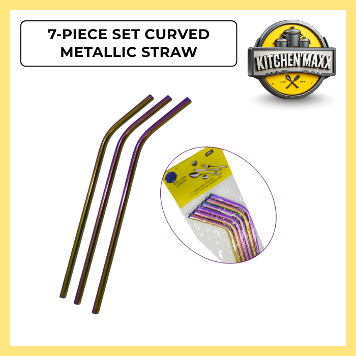 7-piece set Curved Metallic Straw | Shopee Philippines