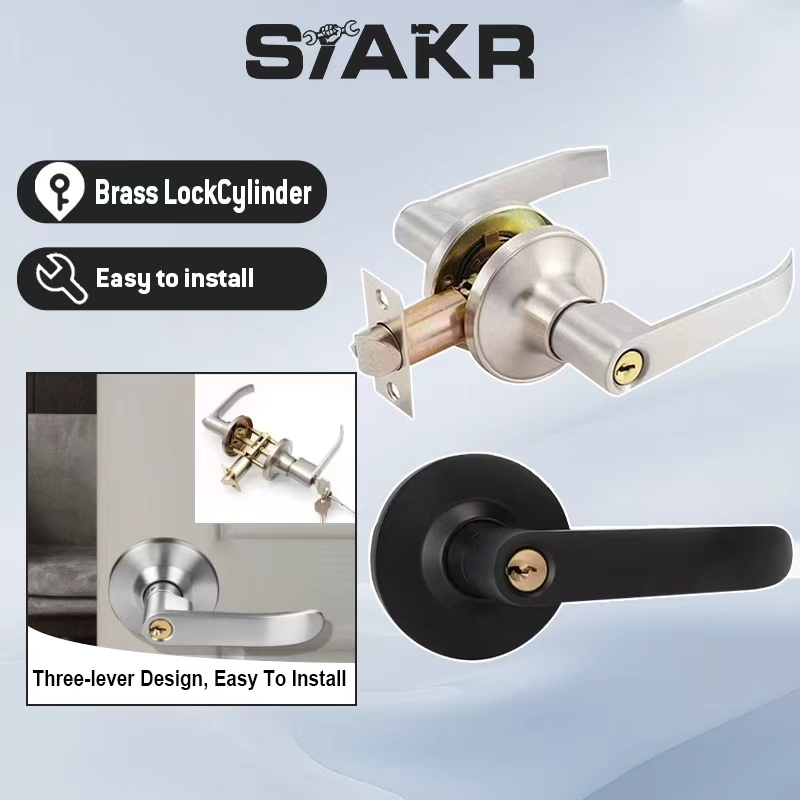 Lever Type Door Knob Stainless Steel Lock Set with 3 keys Heavy Duty ...