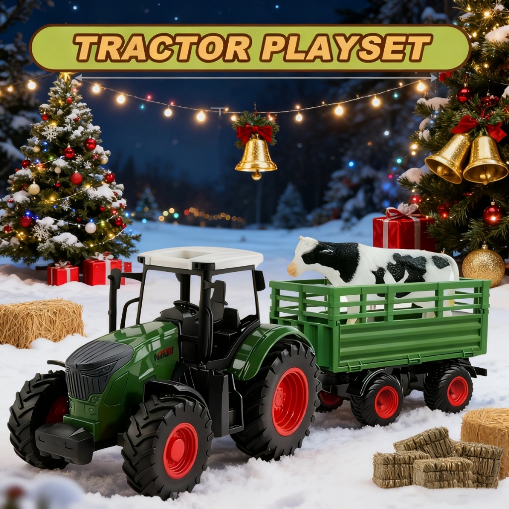 Remote Control Tractor Toy Kids RC Tractor Set Farm Vehicle Toys ...