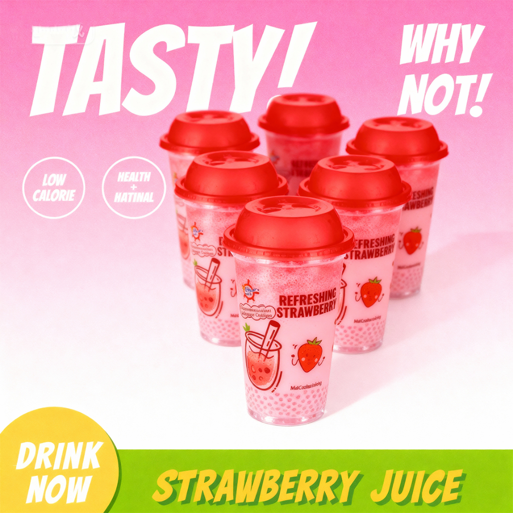 Whynot Strawberry Drink with Chewy Sago | Sweet & Smooth Fruity ...