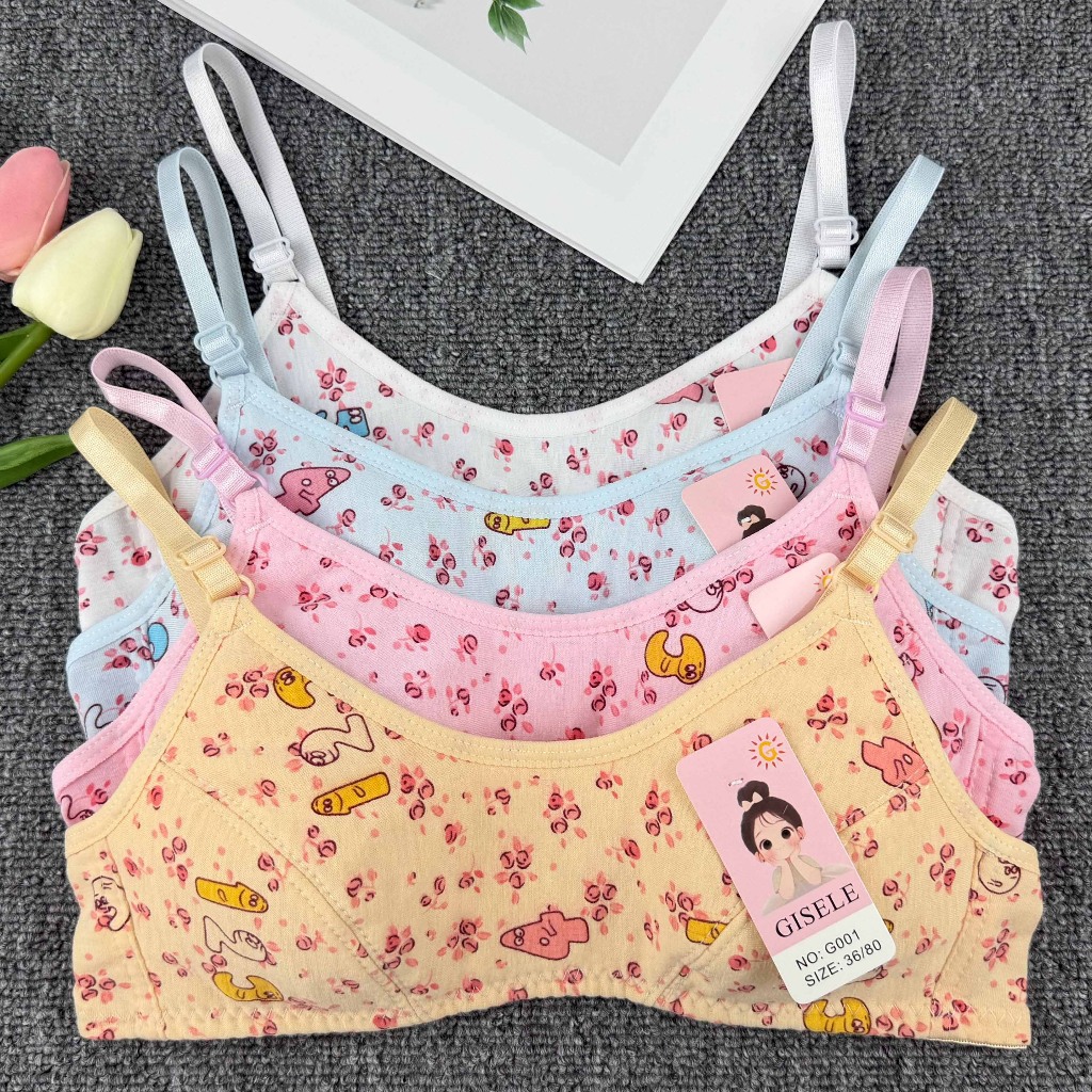 3pcs Girls Training Bra Cotton Soft Comfy Adjustable Wireless First Bra ...