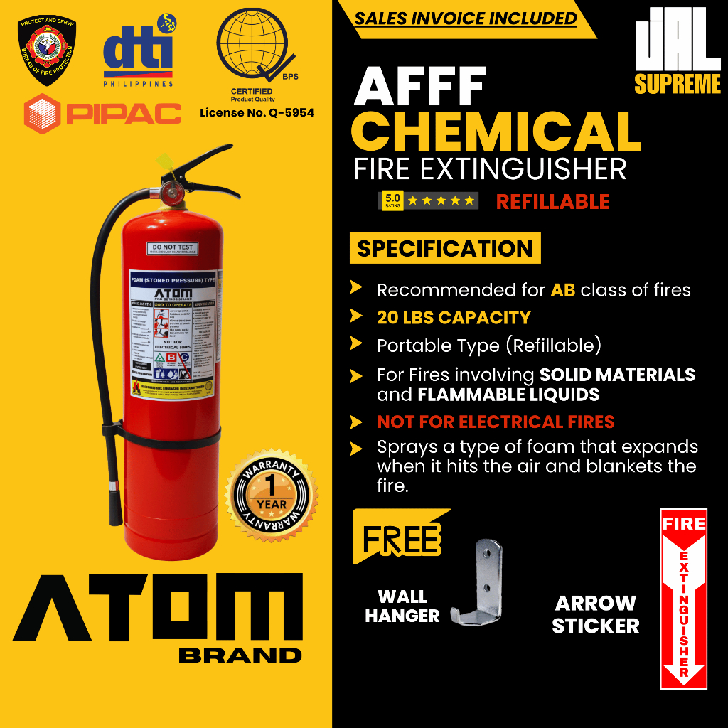 Fire Extinguisher - 20 Lbs. AFFF Chemical (Red) Portable Type | Shopee ...
