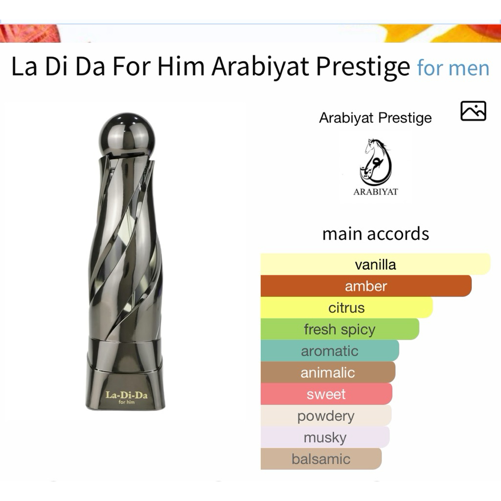 Decant 10ml La Di Da for him by Arabiyat prestige | Shopee Philippines
