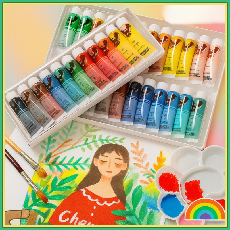 12 Colors Acrylic Painting Set Watercolor Poster Paint Art Color Set ...