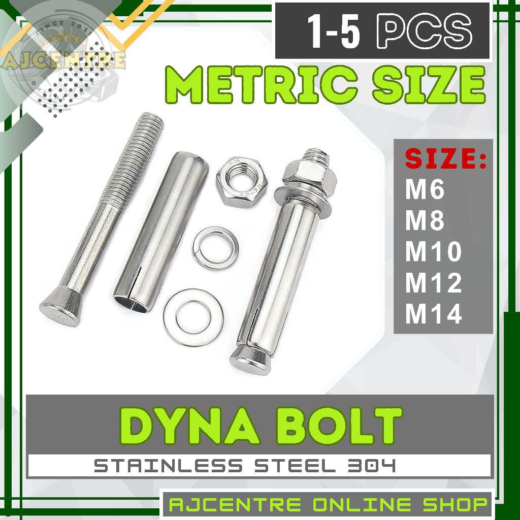1-5 PCS STAINLESS 304 Dyna Bolt / Expansion Bolt / Anchor Bolt (M6-M8 ...