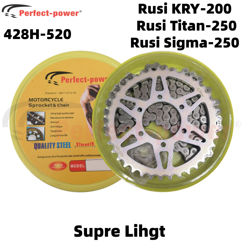 Perfect Power Chainset for Rusi KRY200 Titan250 Sigma250 428H-520 Super ...