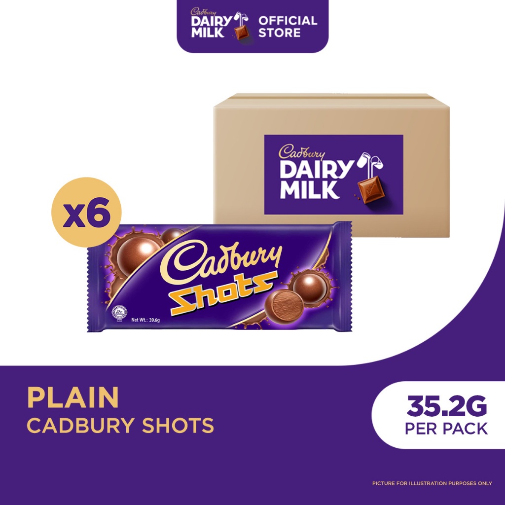 Cadbury Dairy Milk Plain Chocolate Shots 39.6g (Bundle of 6), Milk ...
