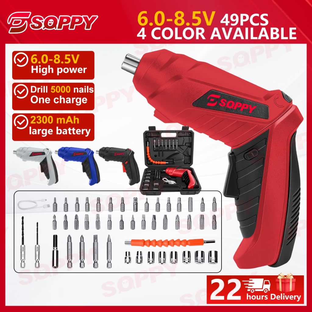 SOPPY 49PCS/8.5V Foldable Li-ion Cordless Screwdriver Tool Kit/Cordless ...