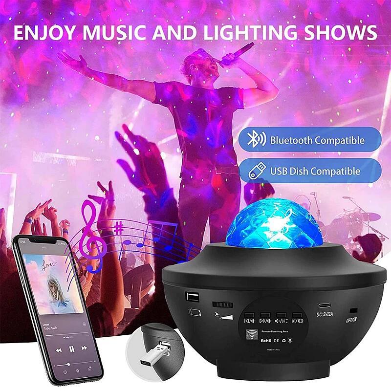 LED Star Projector Night Light Galaxy Water Ripples Projector Sleep ...