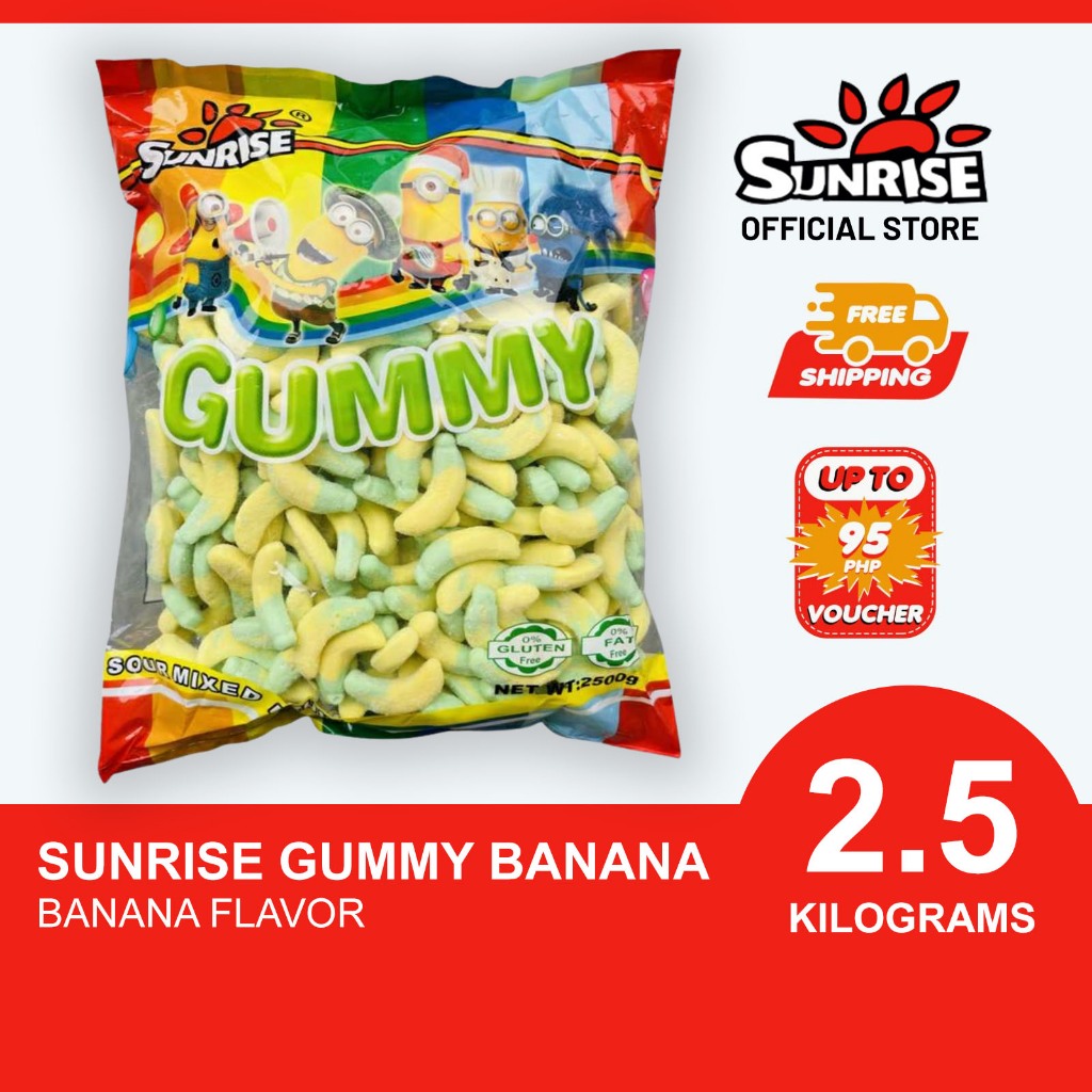 Sunrise 2.5kg Banana Sour Candies Chewy Gummy Candies Snack Perfect for ...