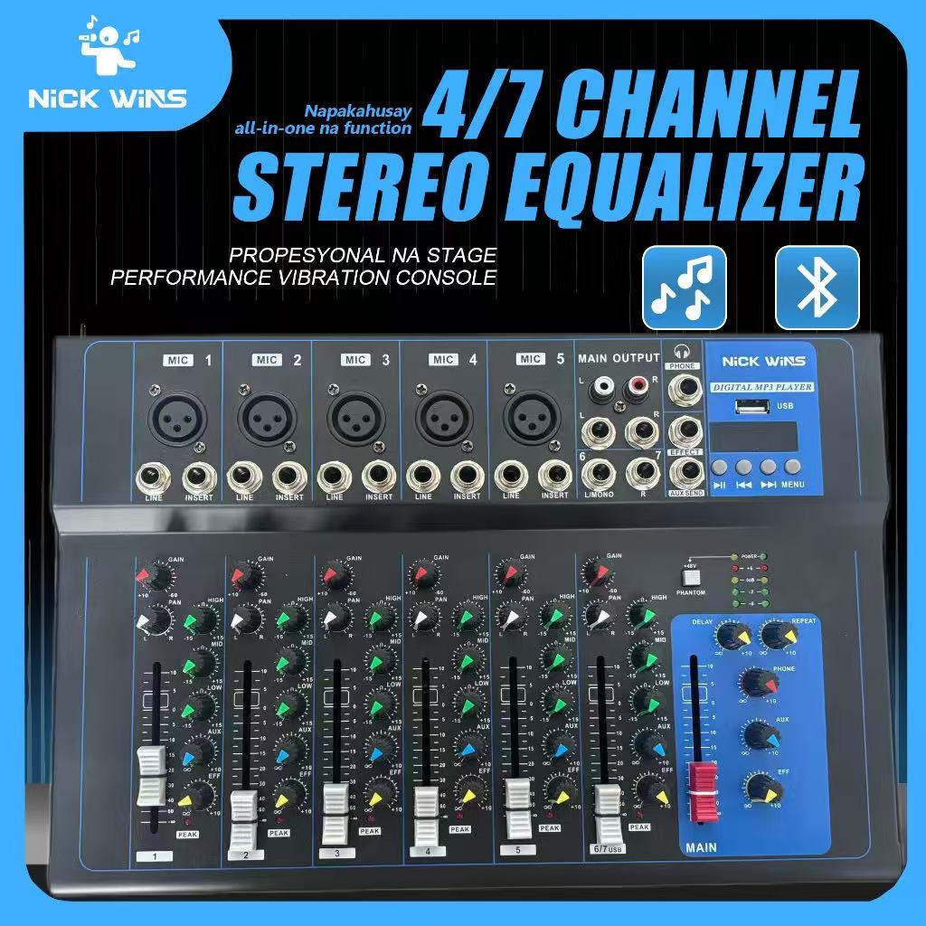 Audio Mixer Professional Mixer 7-channel with BT/USB/reverb effect F7 ...