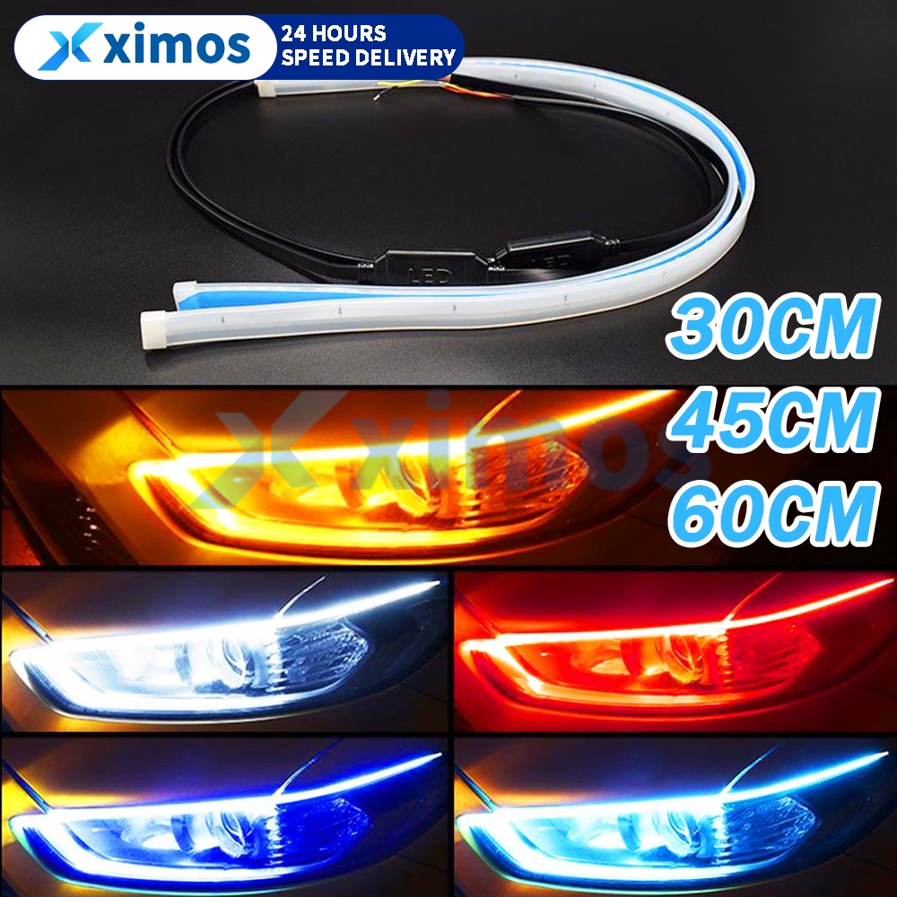 2PCS 12V Car LED Running Light Strip Dual Color For Car Auto Headlight ...