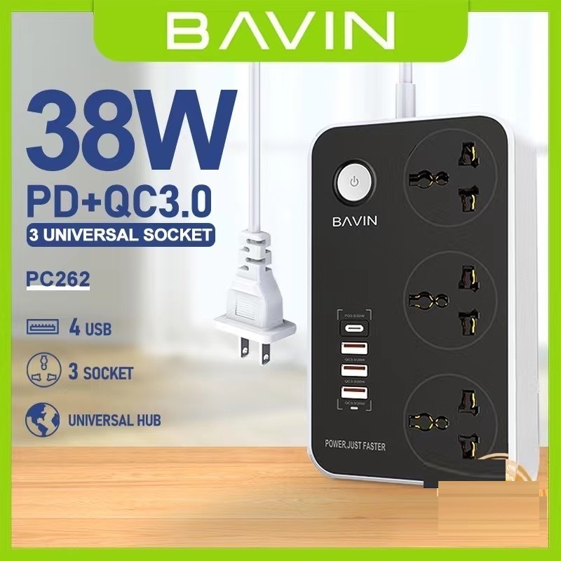 HUA BAVIN PC262 Universal Extension Cord Set with Switch Power Strip ...