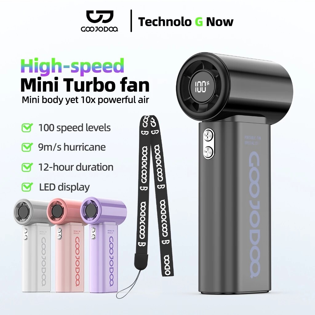 GOOJODOQ 4000mAh Mini Fan GFS007 Turbo Jet Strong Wind Portable ...