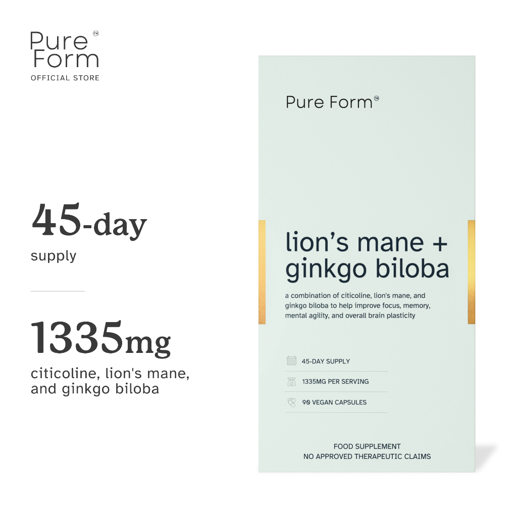 [HOT SALE] Pure Form Lion's Mane + Ginkgo Biloba | 1335mg Lion's mane ...