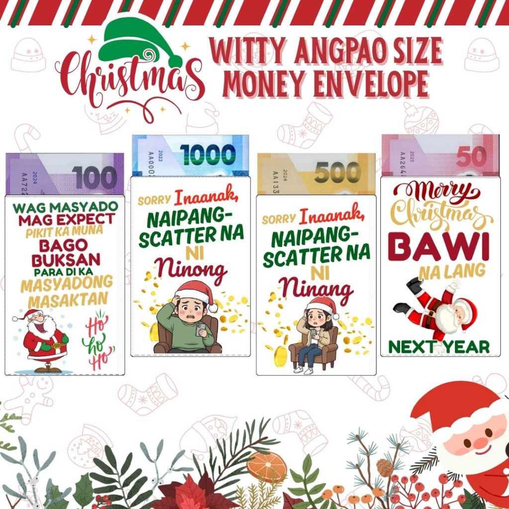 RAILEYSFINDS4YOU Witty Angpao-Size Christmas Money Envelope (Foldable ...