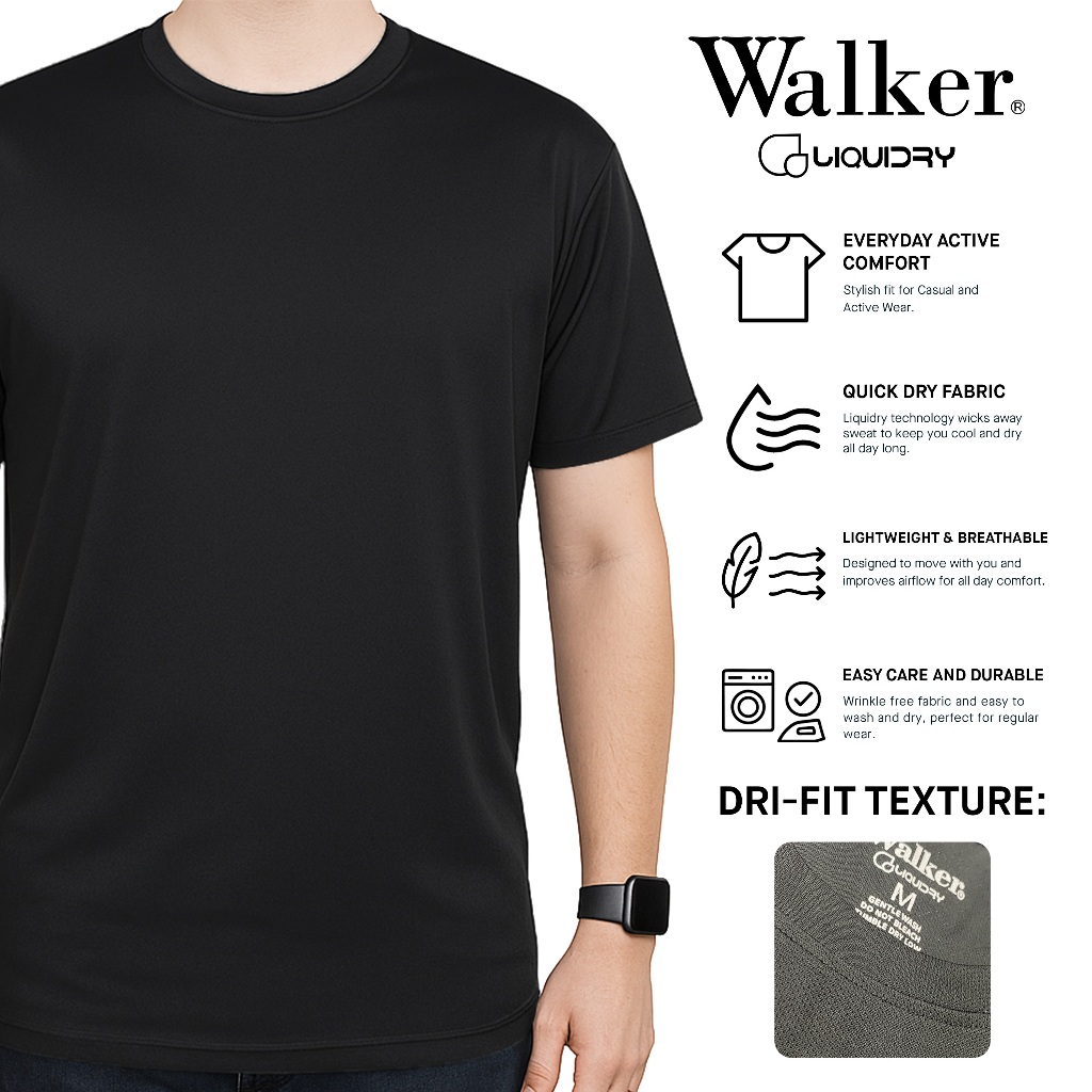 Walker Breathable Dri-fit Liquidry Cool Regular Fit Stretch Shirt Round ...