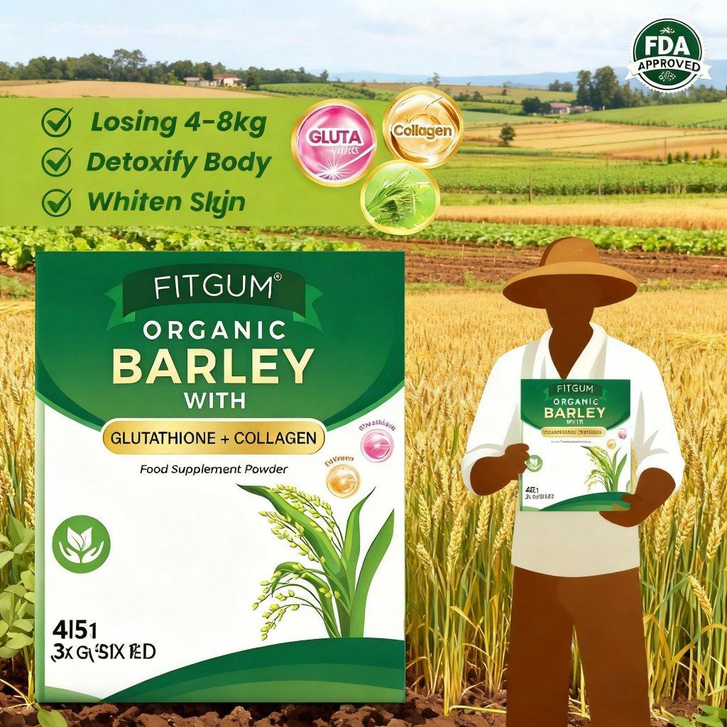 Fitgum Organic Barley Grass Powder with Glutathione and Collagen for ...