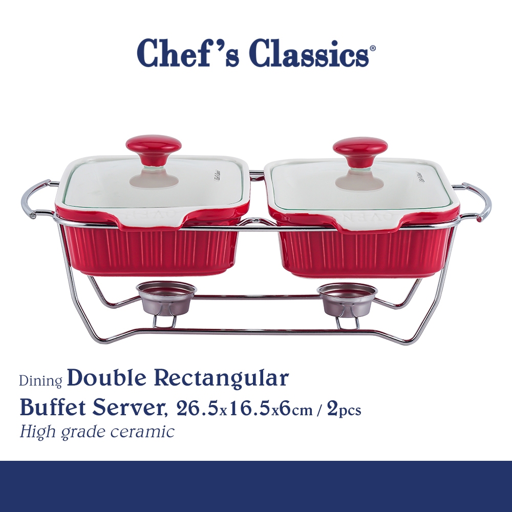 Chef's Classics Dining Ceramic Double Rectangular Buffet Food Server ...