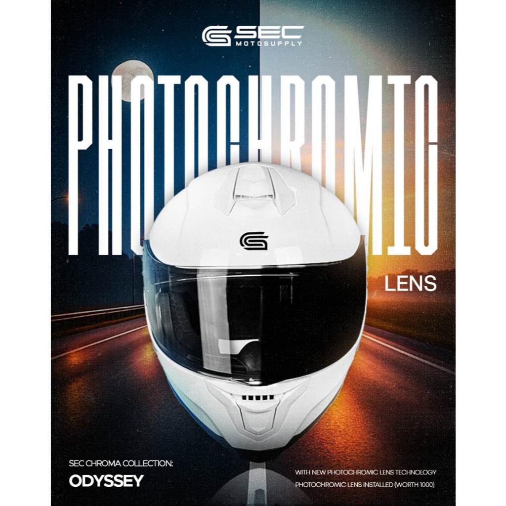 SEC Chroma Photochromic Full Face Motorcycle Helmet – Matte and Gloss ...