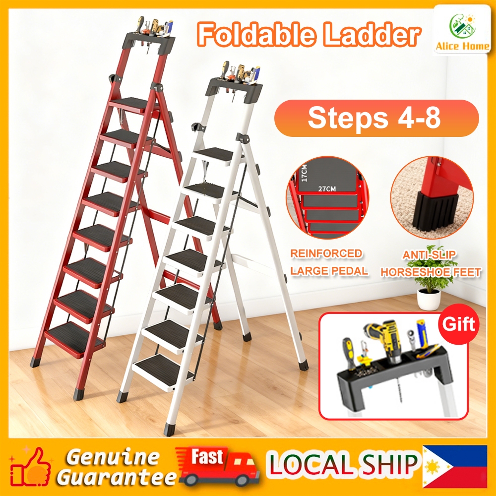 Talmf Ladder Foldable Heavy Duty 7/8 Steps Thick Home Portable Ladder ...