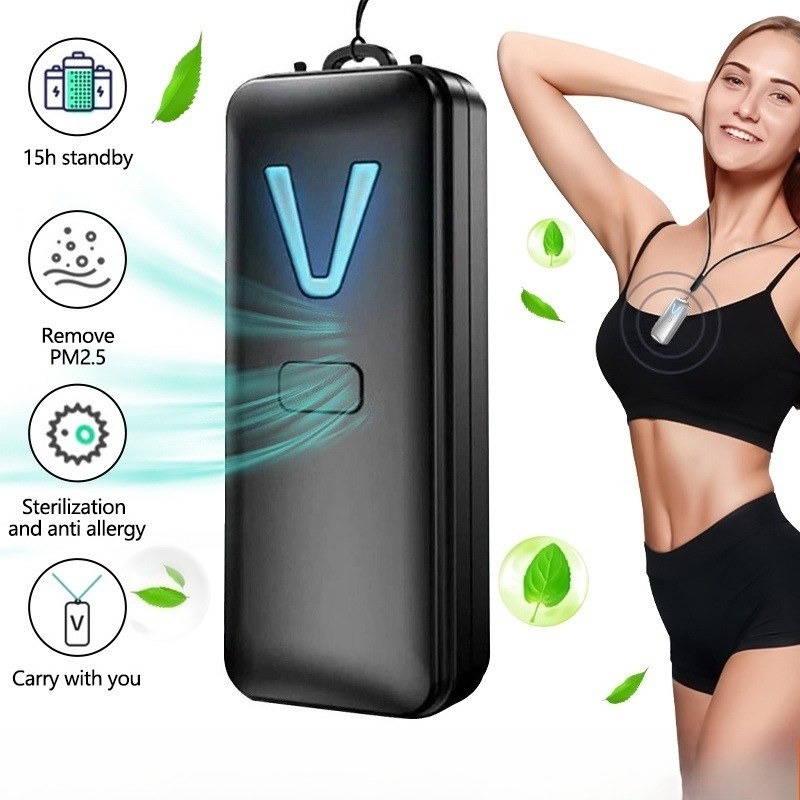Wearable Air Purifier Necklace Portable Negative Ion Generator with 28 ...