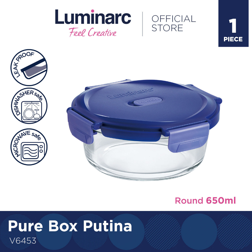 Luminarc Purebox Putina 650ml Round V6453 Borosilicate Food Storage ...