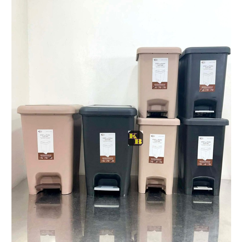 Step and Push 8/10/18L Dust Bin/ Foot Pedal Press Type Trash Can with ...