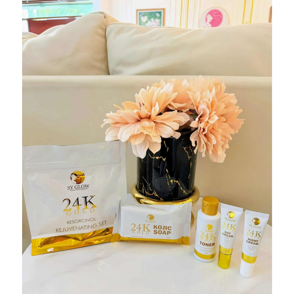 SY GLOW 24k Gold Resorcinol Rejuvenating Set | Kojic Soap | Toner | Day ...